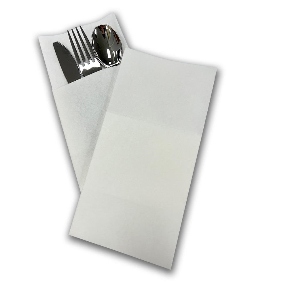 Linen-Like White Pre-folded Pocket Dinner Napkins - Case of 1000 – MedFare